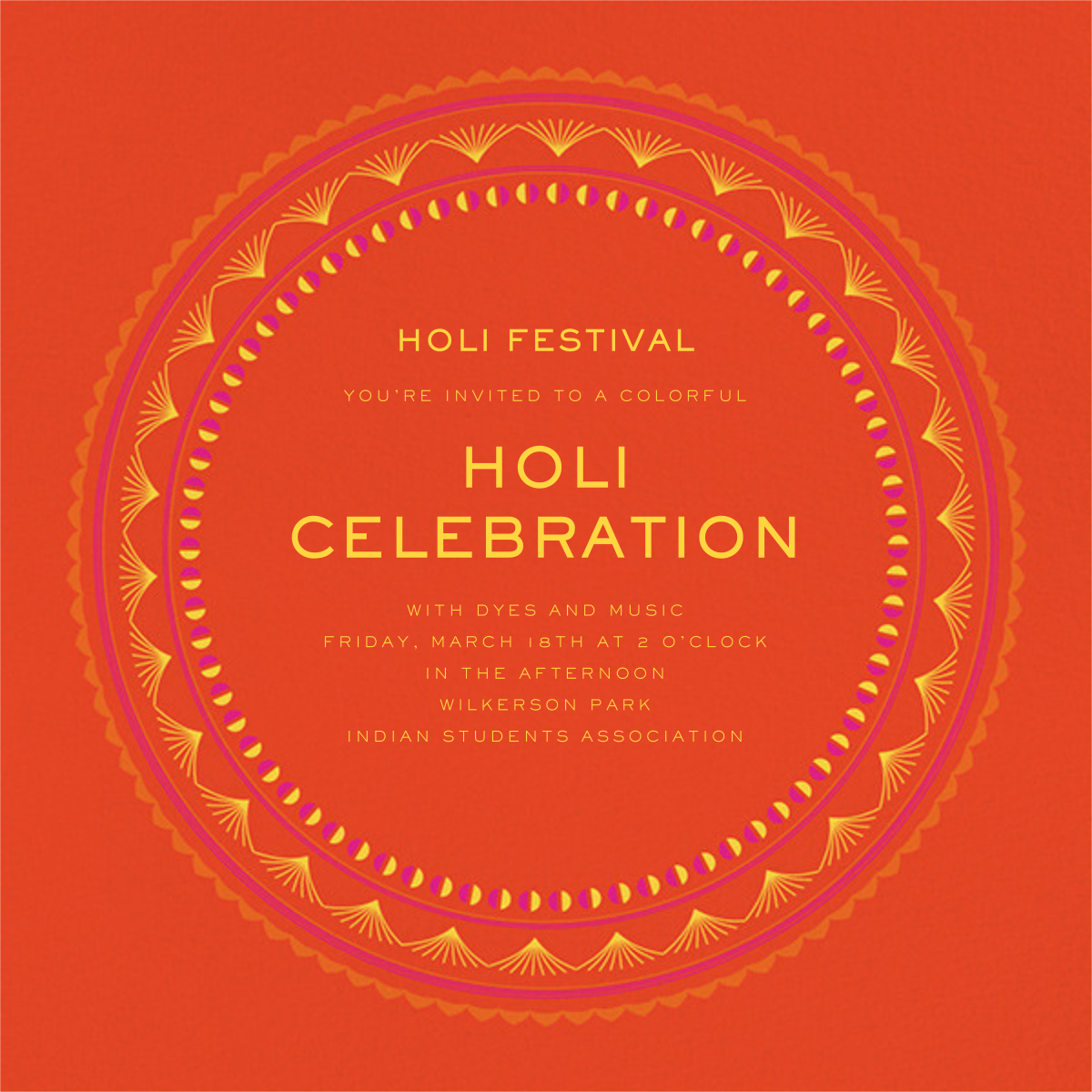 Holi Invitations | Send online instantly | RSVP tracking